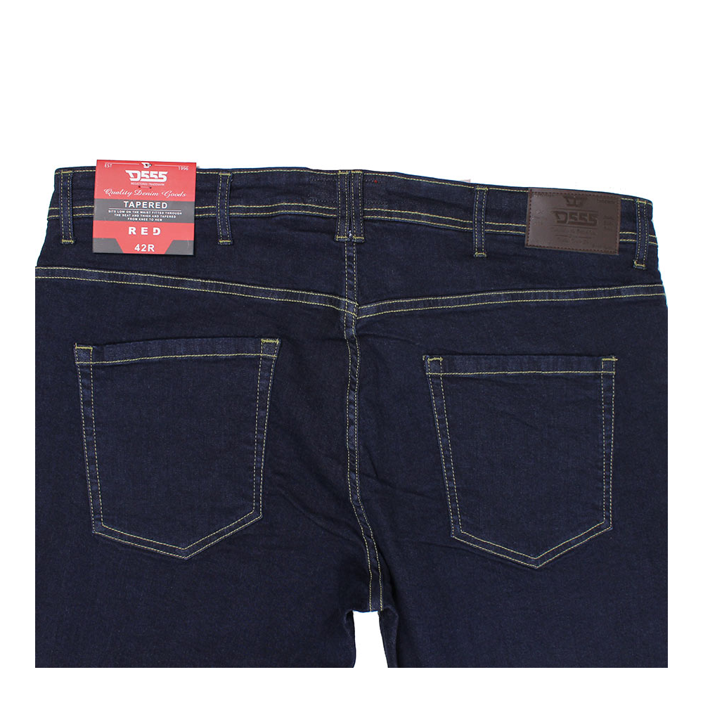 D555 15497 Stretch Denim Tapered Leg Plain Wash Jean - D555 ...