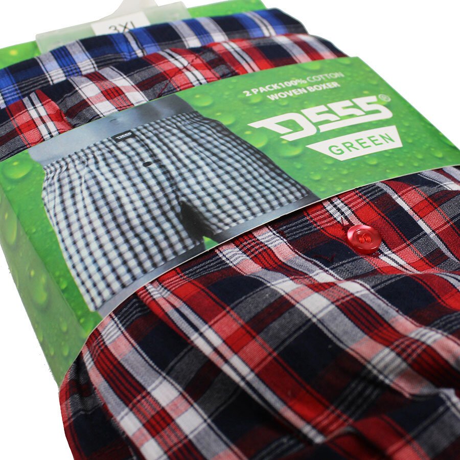 D555 2017 Soft Touch Luxury Cotton Plaid 2 Pack Boxer - D555 ...