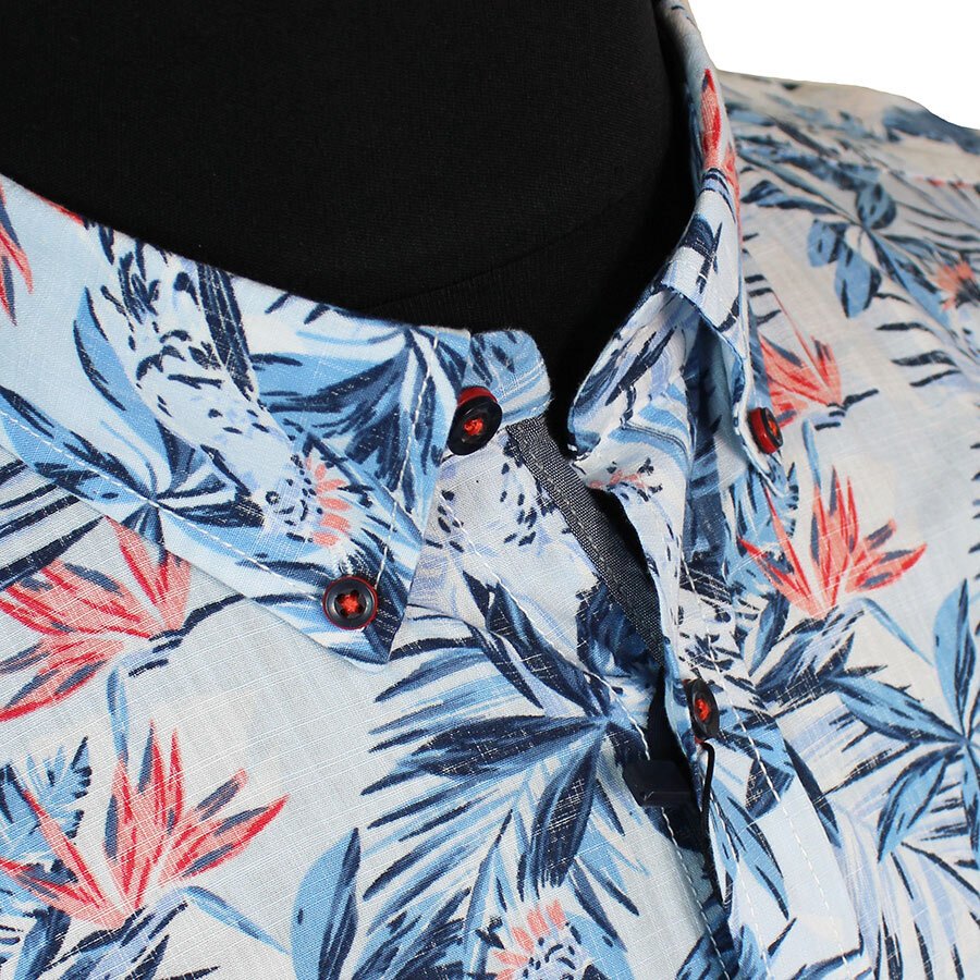 Casa Moda Pure Cotton Leaf Flower Pattern Fashion Shirt - Beggs Wairau ...
