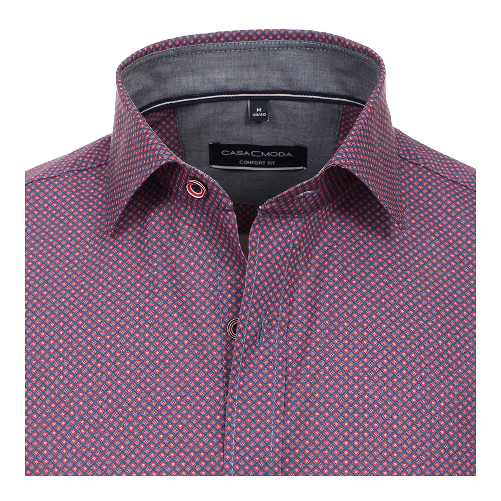 Casa Moda Red Diamond Pattern Short Sleeve Shirt - Beggs Wairau - Casa ...
