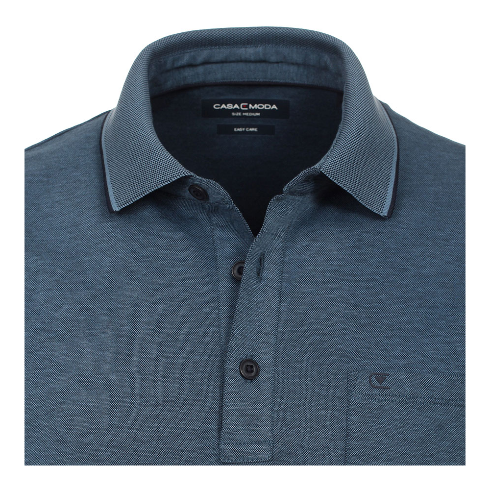 Casa Moda Plain Easy Care Polo with trim Blue - Beggs Wairau - Casa ...