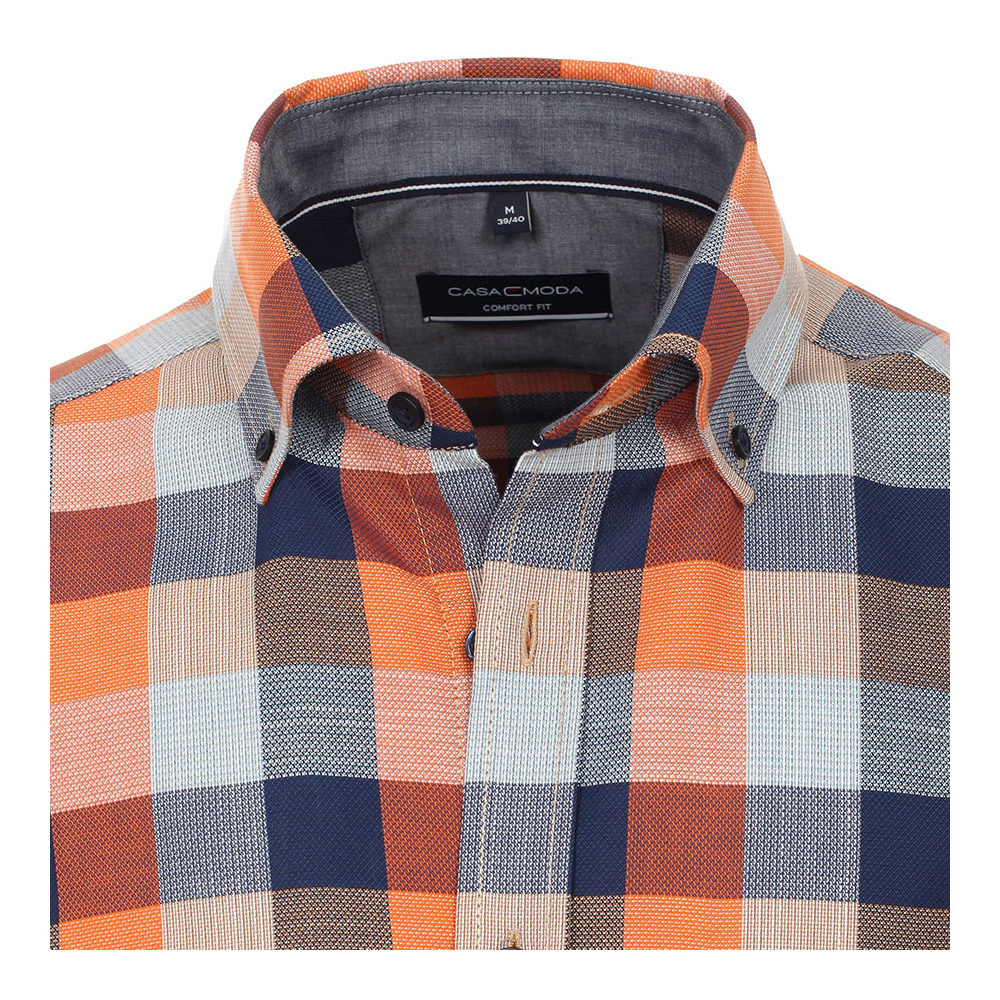 Casa Moda Large Check Orange LS Shirt - Beggs Wairau - Casa Moda is one ...