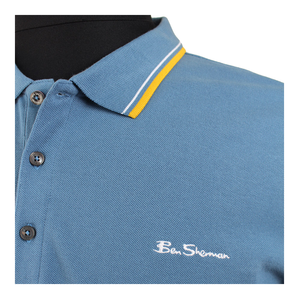 Ben Sherman Cotton Signature Logo Collar Trim Blue Shadow - This iconic ...