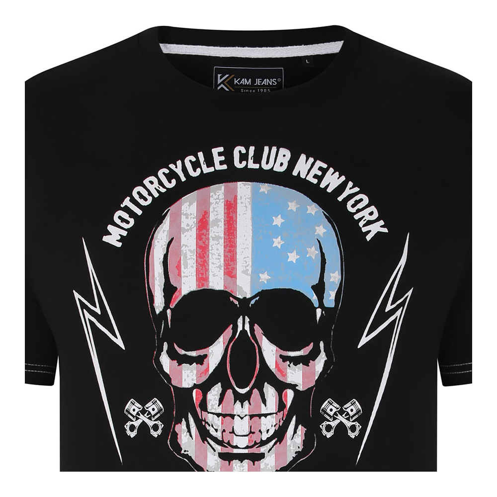 KAM USA Skull Print Tee Black | Big Men’s NZ | Beggs
