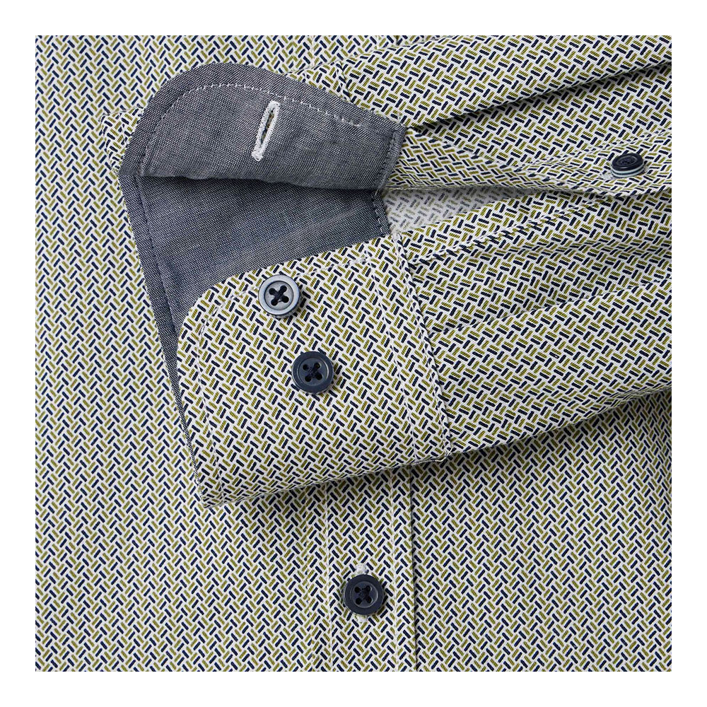 Casa Moda Pure Cotton Abstract V Dash Pattern LS Shirt