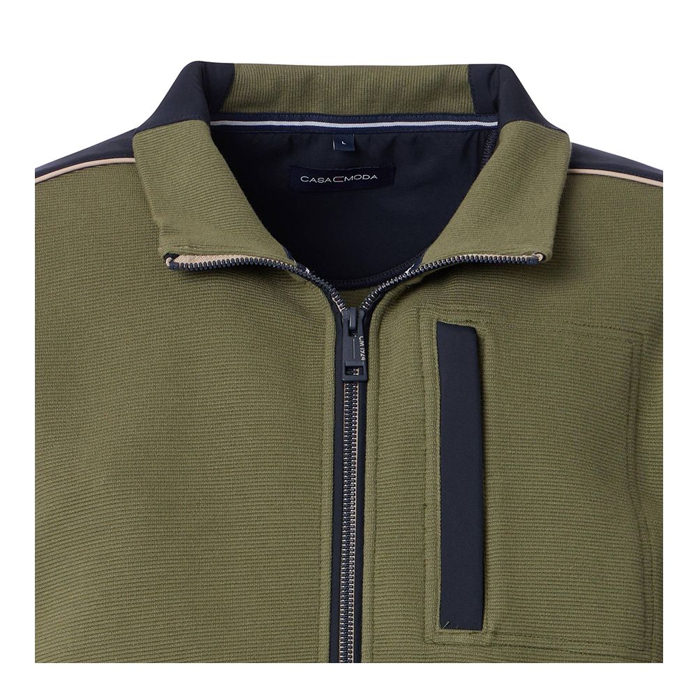 Casa Moda Full Zip Cotton Stretch Sweatshirt Olive Big Mens | Beggs
