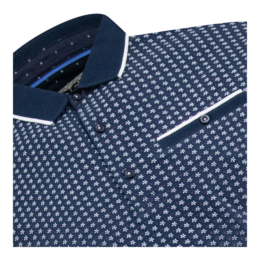D555 Coventry Small Pattern Pocket Polo Navy | Big Men’s NZ | Beggs