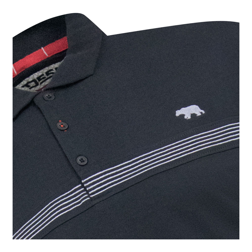 D555 Stafford Cut and Sew Stripe Polo Black | Big Men’s NZ | Beggs