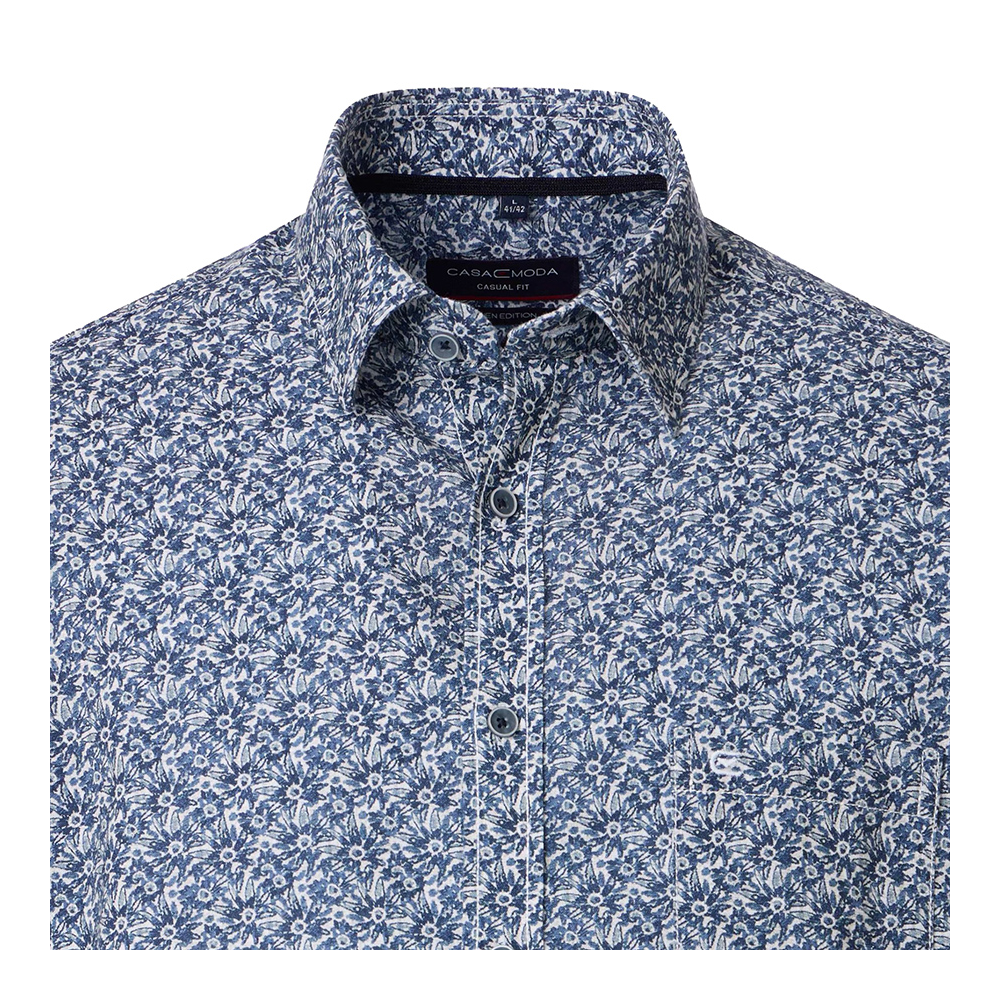 Casa Moda Linen Mix Floral Pattern SS Shirt Navy | Big Men’s NZ | Beggs